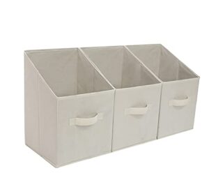 sebadaci storage bins cubes baskets with handles collapsible storage bins storage baskets for shelves, organizing, office organizer 3-pack collapsible storage bins, beige, medium