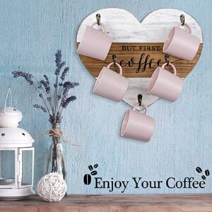 Feng Lan Coffee Mug Holder Wall Mounted ｜Heart-Shaped Wood Cups Rack Display Organizer ｜Coffee Cup Holder, Tea Cup Storage Rack