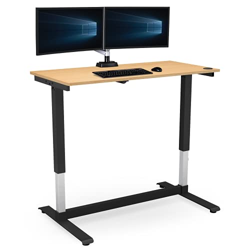 CAXXA Height Adjustable Computer Desk Electric, 48 x 24 Inches, Black Frame Teak Tabletop