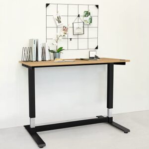 CAXXA Height Adjustable Computer Desk Electric, 48 x 24 Inches, Black Frame Teak Tabletop