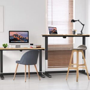 CAXXA Height Adjustable Computer Desk Electric, 48 x 24 Inches, Black Frame Teak Tabletop