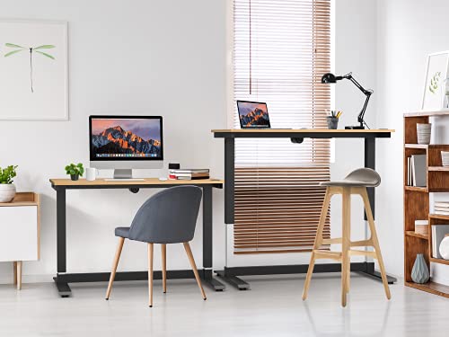 CAXXA Height Adjustable Computer Desk Electric, 48 x 24 Inches, Black Frame Teak Tabletop