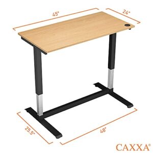 CAXXA Height Adjustable Computer Desk Electric, 48 x 24 Inches, Black Frame Teak Tabletop