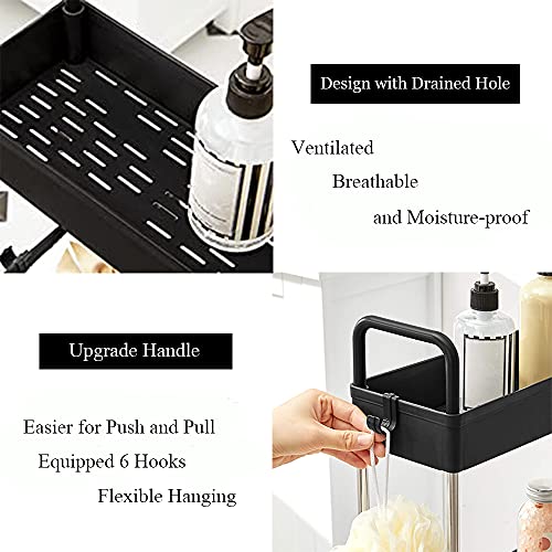 Slim Storage Cart Small Rolling Little Carts Shelves Rolling Spice Rack for Bathroom Kitchen Living Room Bedroom Storage Organize Great for Tight Spaces Narrow Gap with 4 Storage Baskets (Black)