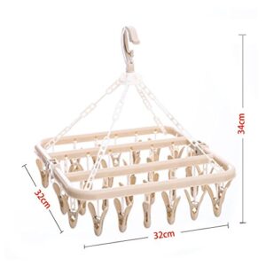 EKDJKK Clothes Drying Hanger with 32 Clips,Baby Clothes Drying Rack,Sock Clips for Laundry Foldable Clothes Hangers for Drying Socks,Towels,Underwear,Bras,Diapers,Baby Clothes,Gloves,Hats