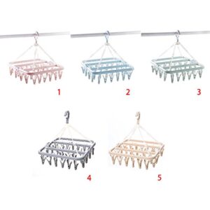 EKDJKK Clothes Drying Hanger with 32 Clips,Baby Clothes Drying Rack,Sock Clips for Laundry Foldable Clothes Hangers for Drying Socks,Towels,Underwear,Bras,Diapers,Baby Clothes,Gloves,Hats