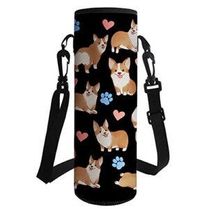 boatee cute corgi water bottle sling bag carrier holder neoprene water bottle carrier 750ml 1000ml great for thermos cup/glass/plastic bottles