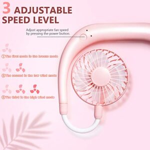 Rechargeable Portable Neck Fan, 3 Speeds Hands Free Fan with 7 Colours LED lighting, 360° Cooling and Quiet Personal Fan, Adjustable USB Powered Neck Fans for Built-IN Aromatherapy Tablets for Women