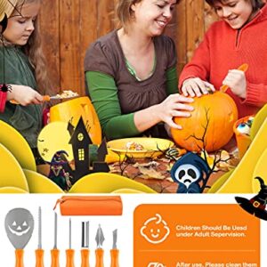 Halloween Pumpkin Carving Kit, 7 PCS Stainless Steel Professional pumpkin cutting carving supplies tools Kit, Pumpkin Carving Set with Carrying Case