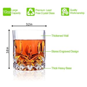 QUMMFA Whiskey Glasses, Set of 8 Cocktail Glasses, 10 OZ Old Fashioned Glasses for Drinking Scotch Bourbon Cognac Vodka Gin Tequila Rum Liquor Rye, Rocks Glasses, Crystal Scotch Glasses