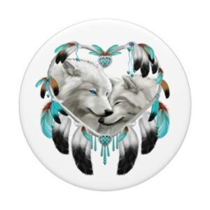 Wolf Lover Heart Dream Catcher PopSockets PopGrip: Swappable Grip for Phones & Tablets