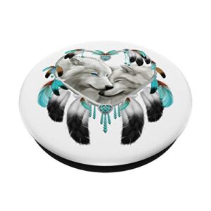 Wolf Lover Heart Dream Catcher PopSockets PopGrip: Swappable Grip for Phones & Tablets