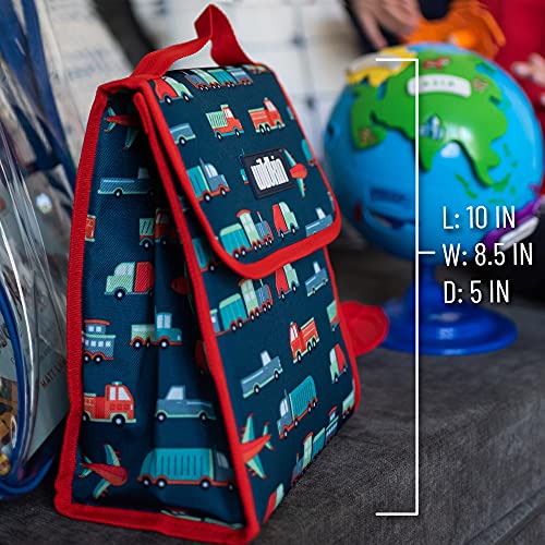 Wildkin Kids Insulated Lunch Bag for Boys & Girls, Reusable Lunch Bag is Perfect for Daycare & Preschool, Ideal Size for Packing Hot or Cold Snacks for School & Travel Lunch Bags (Transportation)