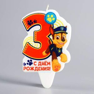 Paw Patrol Cake Topper Candle Digit 3