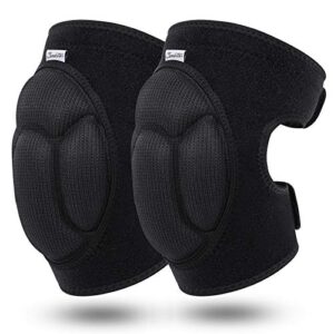 soudittur adult knee pads for gardening, anti-slip collision avoidance kneepads with thick eva foam, for house cleaning, construction work, volleyball, football dance knee sleeve, 1 pair (black)