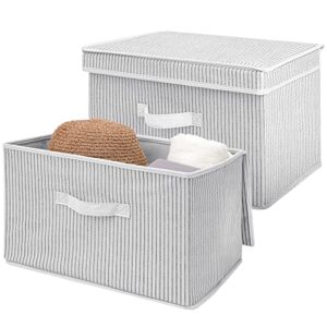 granny says fabric storage boxes, large storage bins with lids, toy storage organizer, closet storage baskets for shelves organizing bookcase entryway wardrobe, gray/white, 2-pack