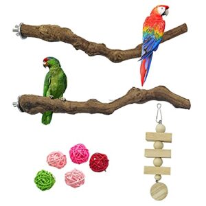 seasonsky 8 pcs natural grape stick fork bird perch bird standing stick chewing bird toys natural grapevine bird cage perch for parrot cages toy for cockatiels, parakeets, finches