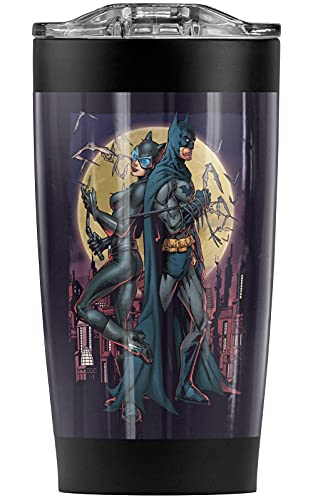 Logovision Batman and Catwoman Paint the Town Stainless Steel Tumbler 20 oz Coffee Travel Mug/Cup, Vacuum Insulated & Double Wall with Leakproof Sliding Lid | Great for Hot Drinks and Cold Beverages