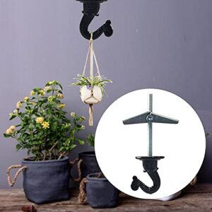 2 Pack Black Swag Ceiling Hooks and Hardware Set for Hanging Plants, Heavy Duty Swag Hooks with Steel Screws/Bolts and Toggle Wings for Ceiling Installation Wall Fixing