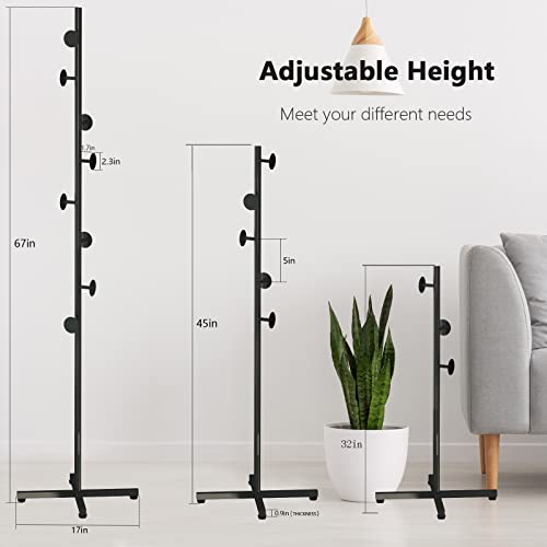 CLSYO Coat Rack Stand With 8 Hooks Metal Coat Hanger Freestanding Entryway,Hallway, Bedroom, Office for Hanging Clothes, Jacket, Hats, Bags(Black)