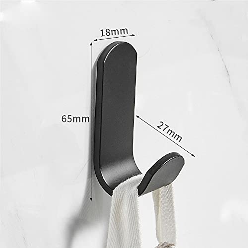 5 Pack Adhesive Hook Black Heavy Duty Towel Hooks Stick on Wall Door Hanging Without Nails Towels Coat Clothes Self Adhesive Sticky Hooks for Bathrooms Kitchen Home