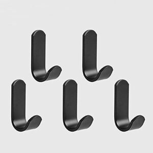 5 Pack Adhesive Hook Black Heavy Duty Towel Hooks Stick on Wall Door Hanging Without Nails Towels Coat Clothes Self Adhesive Sticky Hooks for Bathrooms Kitchen Home