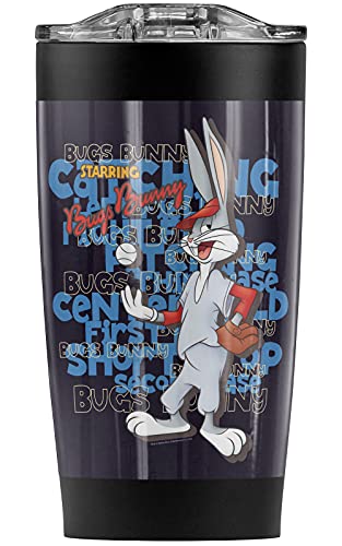 Logovision Looney Tunes Bugs Bunny Baseball Stainless Steel Tumbler 20 oz Coffee Travel Mug/Cup, Vacuum Insulated & Double Wall with Leakproof Sliding Lid | Great for Hot Drinks and Cold Beverages