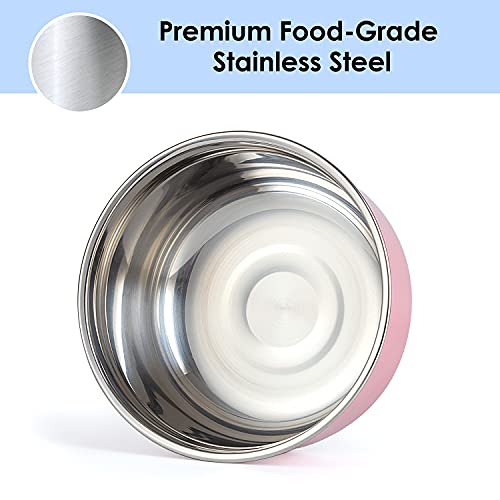 Lille Home Premium Stainless Steel Food Containers/Bento Lunch Box With Anti-Slip Exterior, Set of 3, 420ML, 730ML,1.2L, Leakproof, BPA Free, Portion Control (Pink)