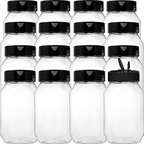 Dicunoy 16 Pack 17 OZ Plastic Spice Containers, Large Seasoning Jars with Shaker Lids, Reusable Empty Storage Bottle for Kitchen Storing Spice, Powders