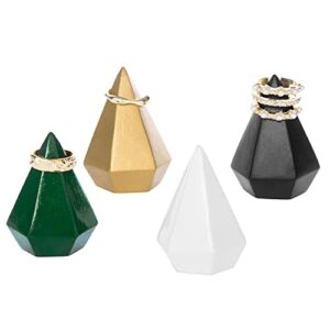 MyGift Modern Cone Shaped Ring Holders, Decorative Multi-Colored Bold Prism Style Jewelry Display Stands, Set of 4