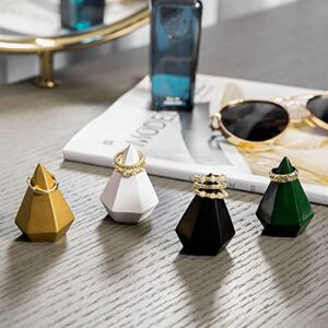 MyGift Modern Cone Shaped Ring Holders, Decorative Multi-Colored Bold Prism Style Jewelry Display Stands, Set of 4