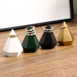 MyGift Modern Cone Shaped Ring Holders, Decorative Multi-Colored Bold Prism Style Jewelry Display Stands, Set of 4