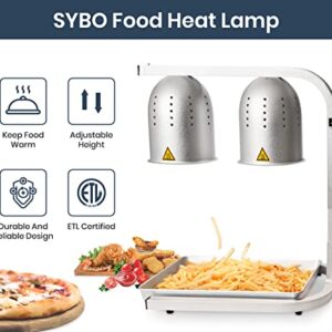 SYBO DL2112 Commercial Grade Food Heat Lamp Portable Electric Food Warmer 2-Bulb with Free-Standing, 500W, Silver (Silver)