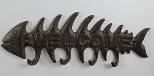 Cast Iron -Welcome- Fish Bone Key Rack