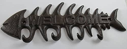 Cast Iron -Welcome- Fish Bone Key Rack