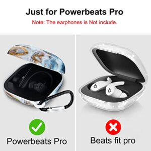 V.R.Hope Case Compatible with Powerbeats Pro Case Cover, Upgraded Anti-Lost & Shockproof Protective Case with Durable Carabiner for Beats Powerbeats Pro (Marble Blue)