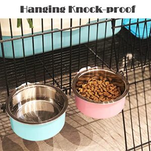 HERCOCCI Crate Dog Bowl, Removable Stainless Steel Pet Kennel Cage Hanging Food Bowls and Water Feeder Coop Cup Prevent Overflow for Puppy, Medium Dog, Cat, Rabbit, Ferret (2PCS)