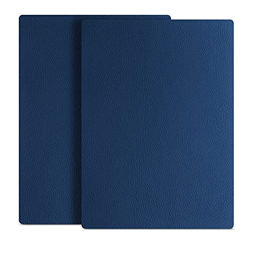 ILOFRI Self Adhesive Leather and Vinyl Repair Patch 2 Pcs 8x11 inch, Leather Fabric Tear Fix for Couches, Furniture, Car Seat, Sofa, Bench, Handbags. Bonded Leather Sheet - Navy Blue