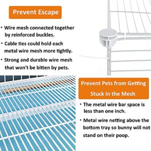 DuvinDD 2-Story Rabbit Cage Indoor Bunny Hutch with 2 Deep Pull-Out Trays and Urine Guard, Guinea Pig Cage Metal Wire Netting Villa, Small Animals House for Ferret, Chinchilla, Hedgehog (White)