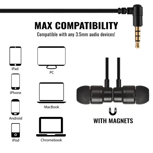 ULIX Rider Wired Earbuds with Microphone - Wired Earphones with Mic, 5 Years Warranty, Braided Cable, 48Ω Driver for Intense Bass, In Ear Headphone Ear Buds with Microphone for Computer, Laptop, Phone