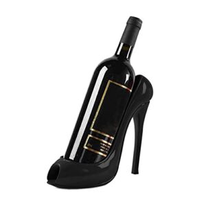 trovety shoe wine rack holder- bottle wine not holder with high-heel design - display & storage accessories - table centerpiece & home decorations for kitchen, restaurant, bar, hotel (black)