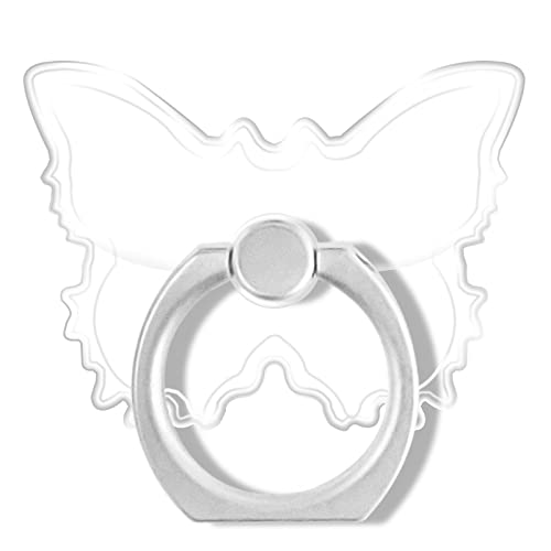 TACOMEGE Transparent Clear Butterfly Phone Ring Grips Holder, Finger Ring Stand for Cell Phone Tablet Case