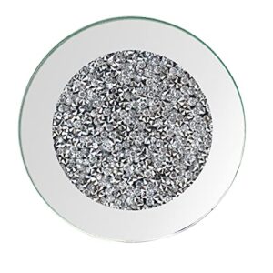 GIMORRTO Glass Mirrored Coaster 4 PC , Crushed Diamond Round 4" Cup Mat Decor on Tabletop for Bar Tools Dining Table