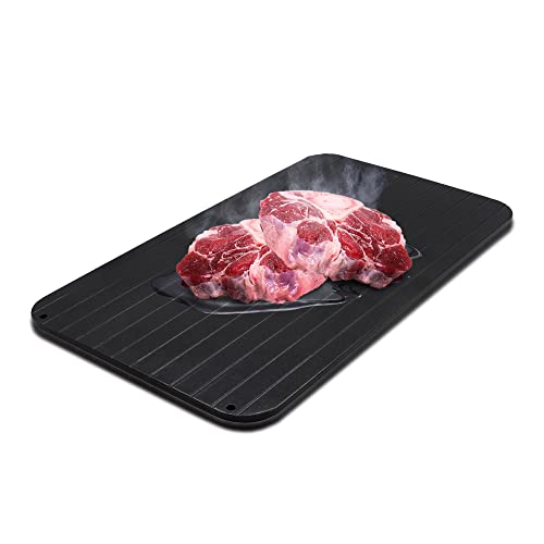 Defrosting Tray for Frozen Meat, 14 x 8 inches Extra-Large Thawing Plate with 0.2 inches Extra Thickness, Rapid and Safer Way of Thawing Food, High Conductive Aluminum defrosting Plate