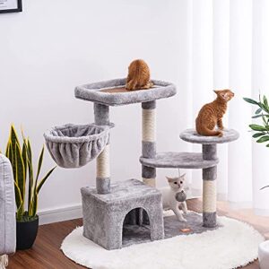 Heybly Cat Tree Cat Tower Condo with Sisal-Covered Scratching Posts and Cooling mat for Kitten Light Gray HCT001SW