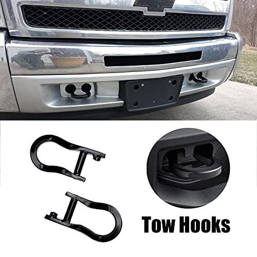 Gelessy Front Recovery Hooks 84072463 23236699 19159115 Compatible with 2007-2018 Chevy Silverado Sierra 1500 - Black Tow Hooks (2pack)