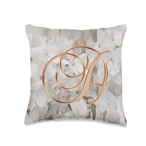 401merch monograms d orange lilac flower petal plant nature initial letter name throw pillow, 16x16, multicolor