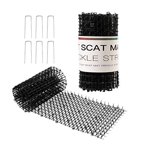 Hmyomina 8.2 FT Cat Scat Mat with Spikes Black Cat Deterrent Mats Plastic Scat Mat for Cats Include 6 Staples