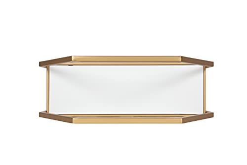 Kate and Laurel Adela Modern Octagon Wall Shelf, 18.25 x 7.5 x 41, White and Gold, Glam 4-Tier Shelf for Storage and Display