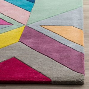 SAFAVIEH Fifth Avenue Collection 3' x 5' Grey/Multi FTV112A Handmade Mid-Century Modern Abstract Wool Area Rug